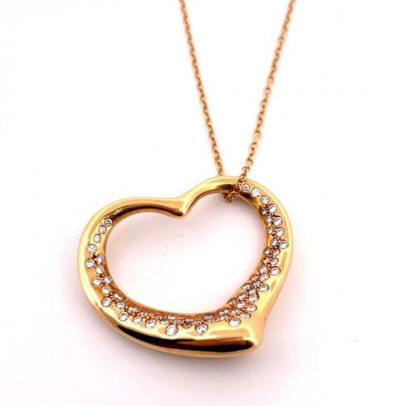Tiffany & Co. | Jewelry | Tiffany Co Open Heart Large 75yg Diamond Elsa ...